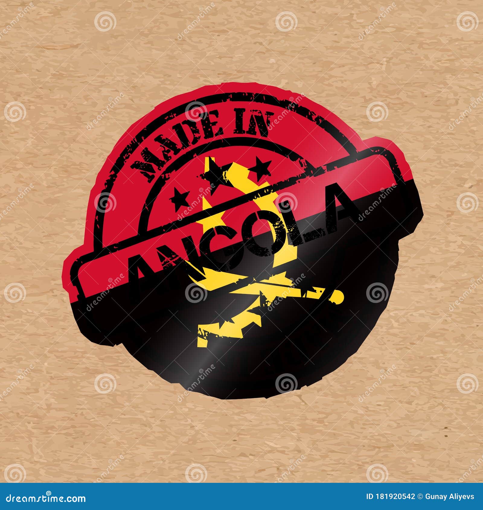 Vector Stamp with Flag of the Angola. Lettering Made in Angola Stock ...