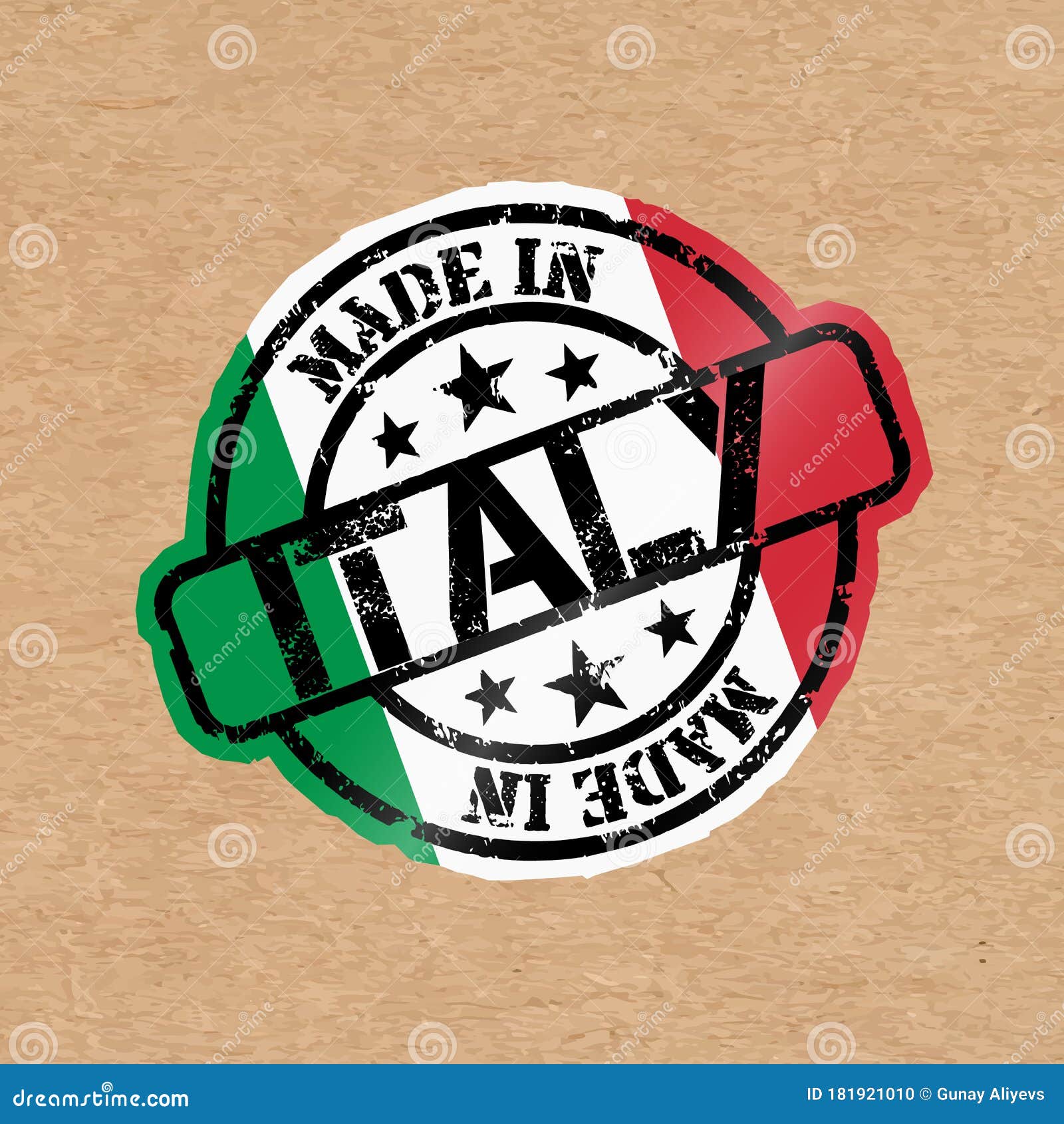 Vector Stamp With Flag Of The Italy. Lettering Made In Italy Stock ...