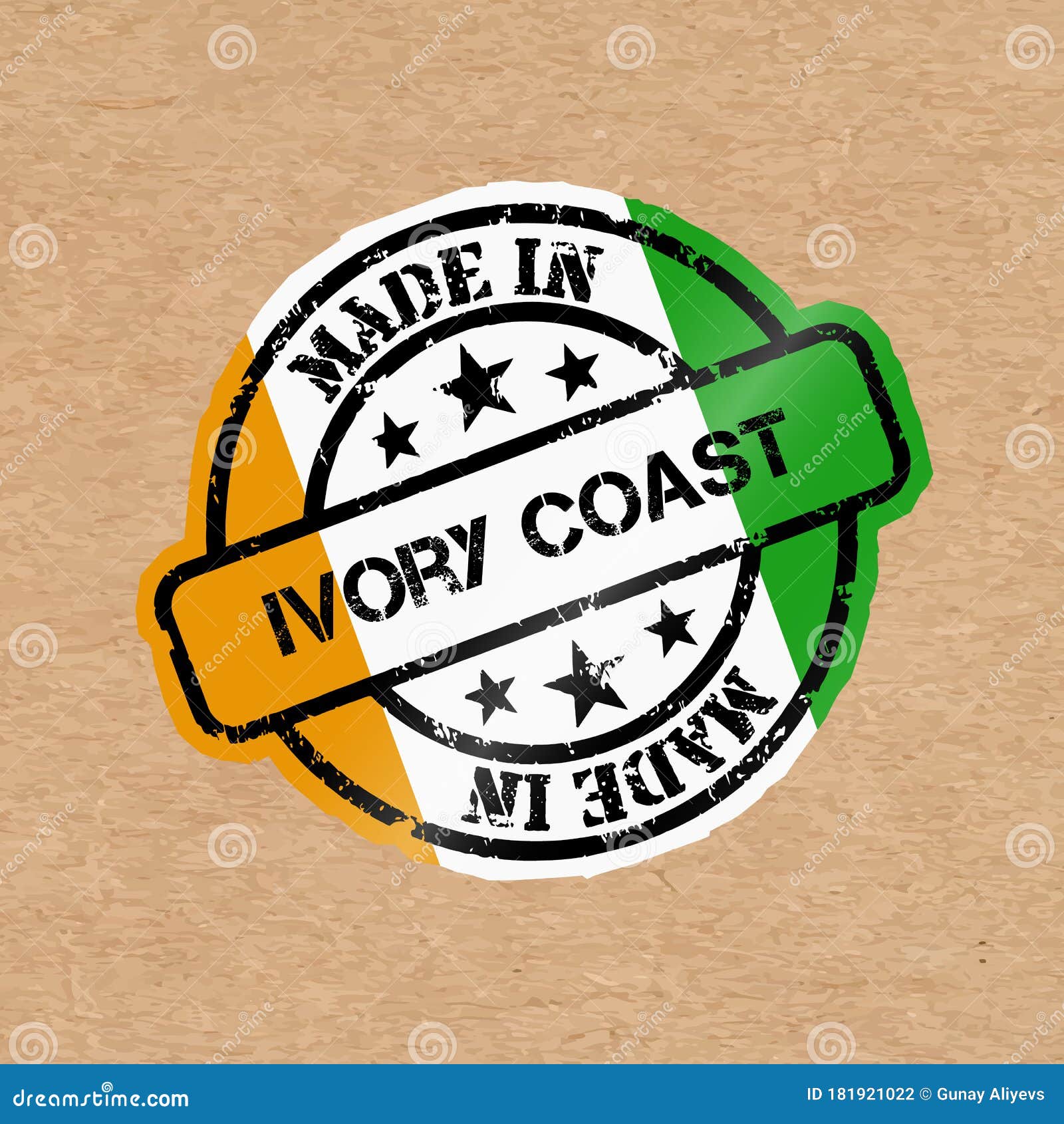 Vector Stamp with Flag of the Ivory Coast. Lettering Made in Ivory ...