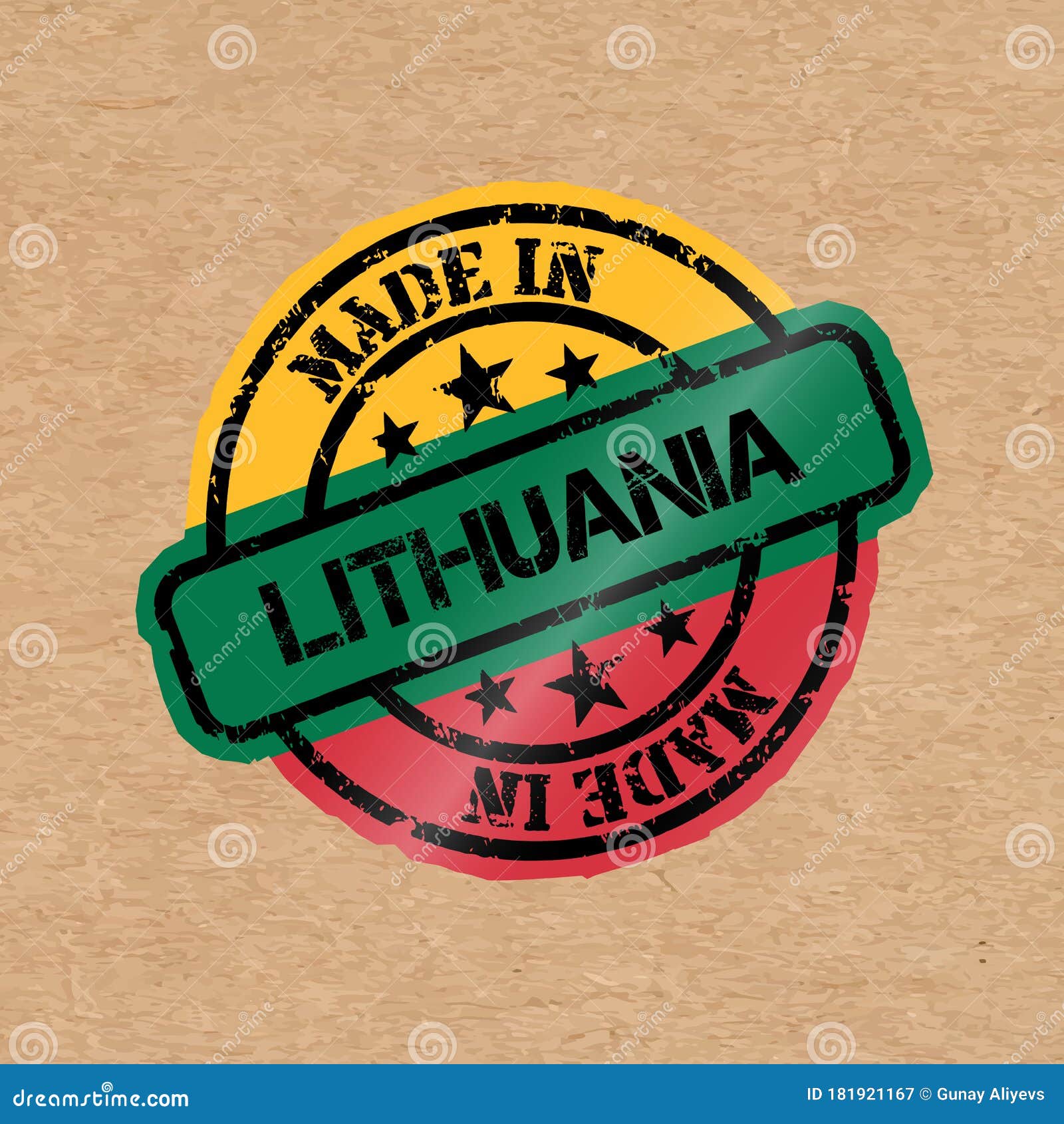 Vector Stamp with Flag of the Lithuania. Lettering Made in Lithuania ...