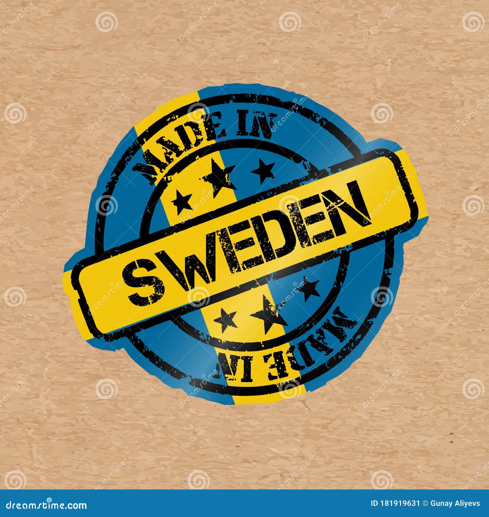 Vector Stamp with Flag of the Sweden. Lettering Made in Sweden Stock ...