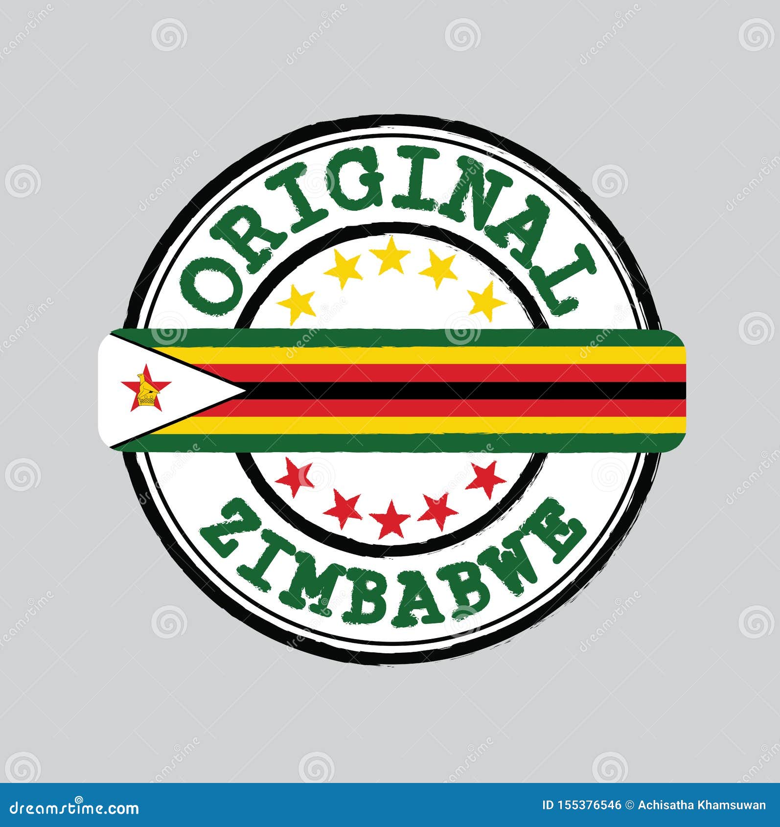 Vector Stamp of Original Logo with Text Zimbabwe and Tying in the ...