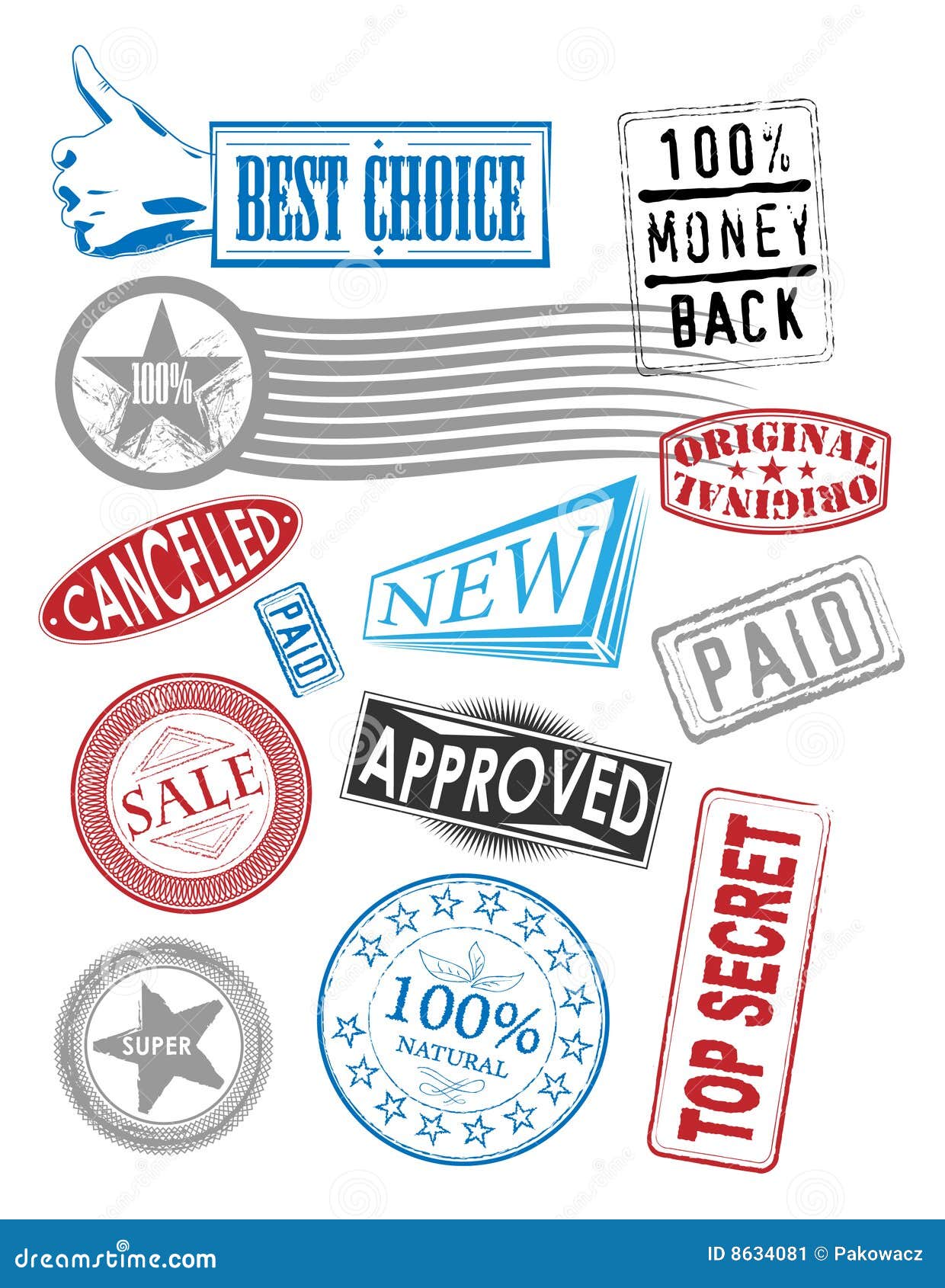 Vector Stamps with Various Tags Stock Vector - Illustration of discount ...