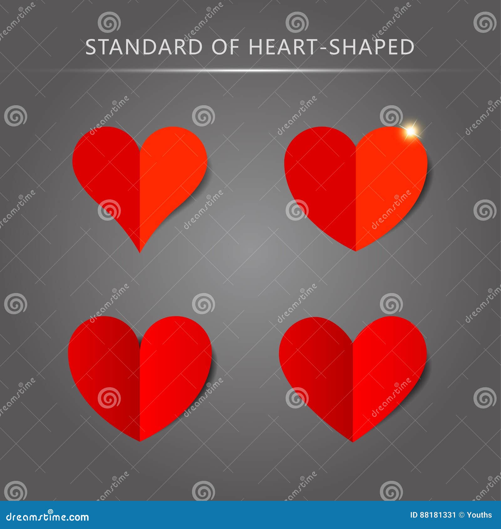 Vector Standard Heart Shape Pattern Set Stock Vector - Illustration of ...