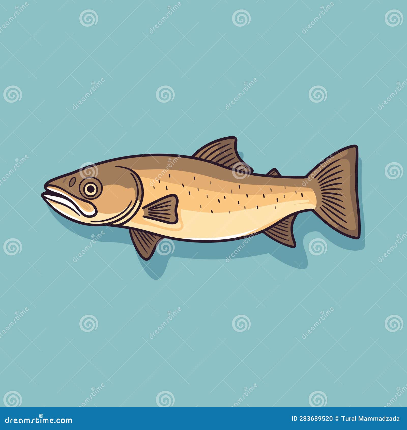Vector of a Standing Fish on a Blue Surface - Flat Icon Design Stock ...