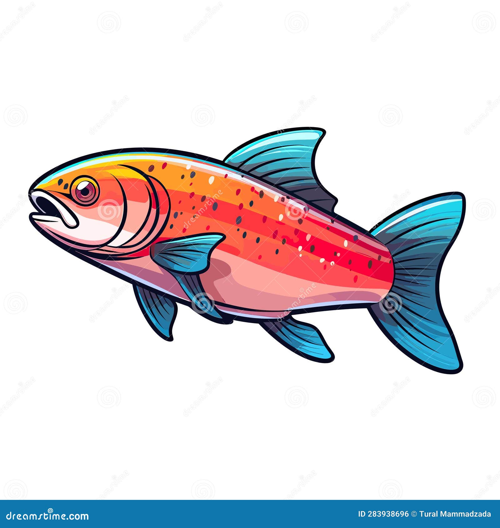 Vector of a Standing Fish on a White Background in a Vector Flat Icon ...