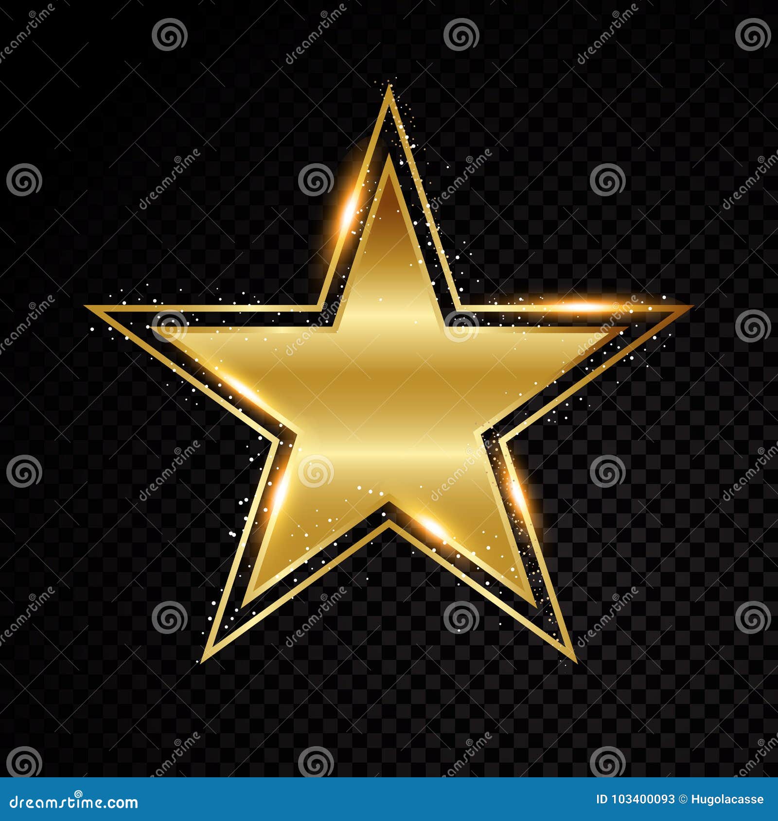 Vector Star Frame. Shining Banner. on Black Transparent Background ...
