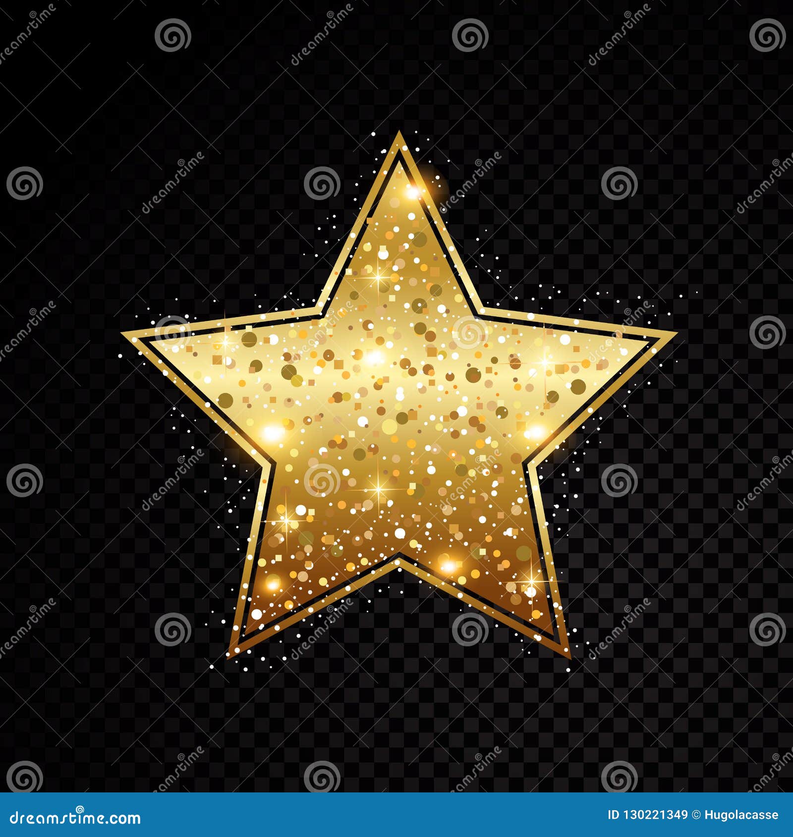 Vector Star Frame. Shining Isolated on Black Transparent Background ...
