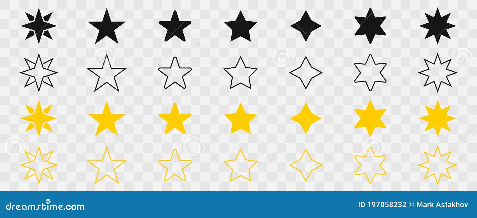 Vector Star Icon Collection. Stars Shape on Transparent Background ...