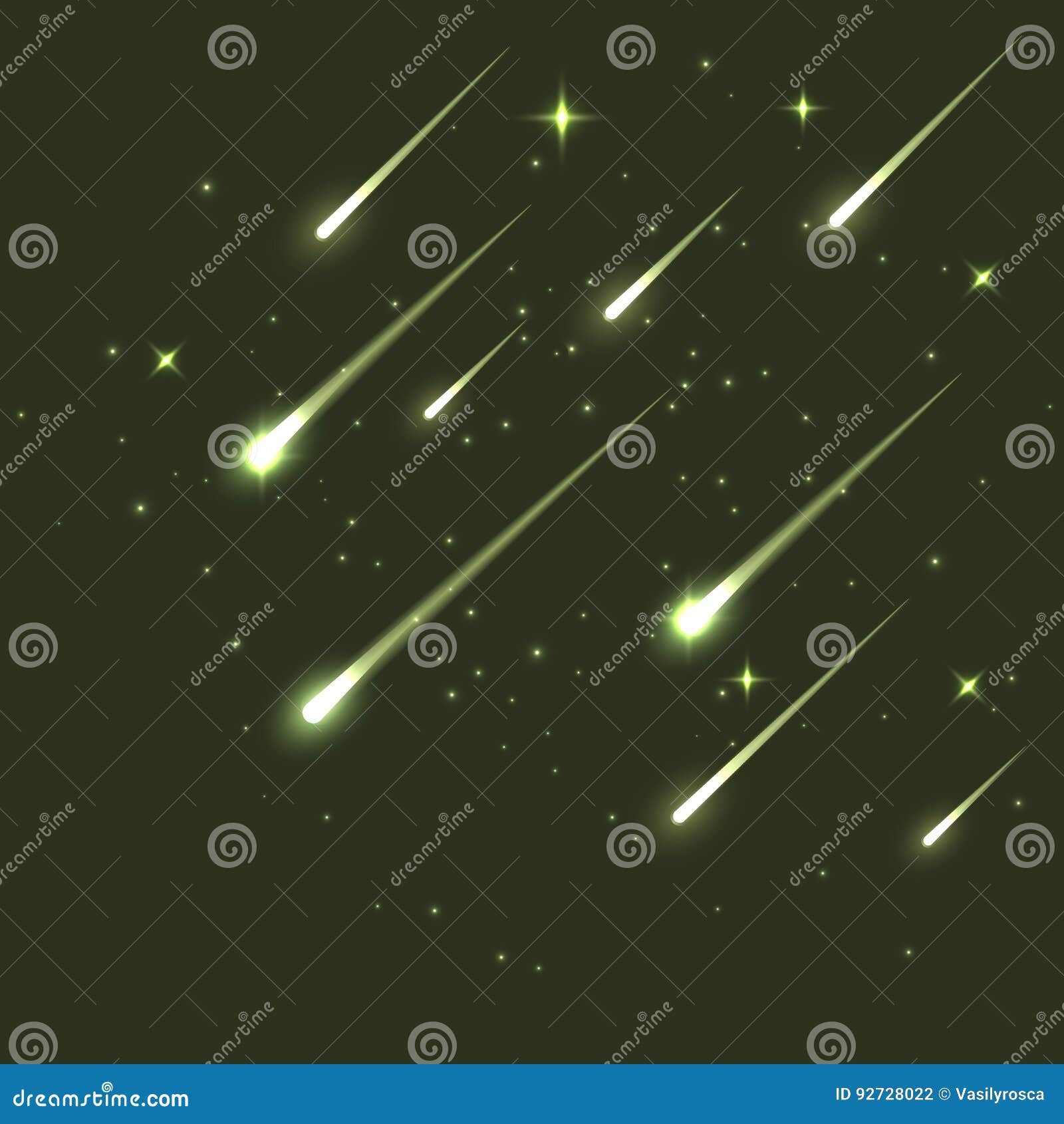 Vector Star Meteor Falling in Dark. Comet or Asteroid Science ...
