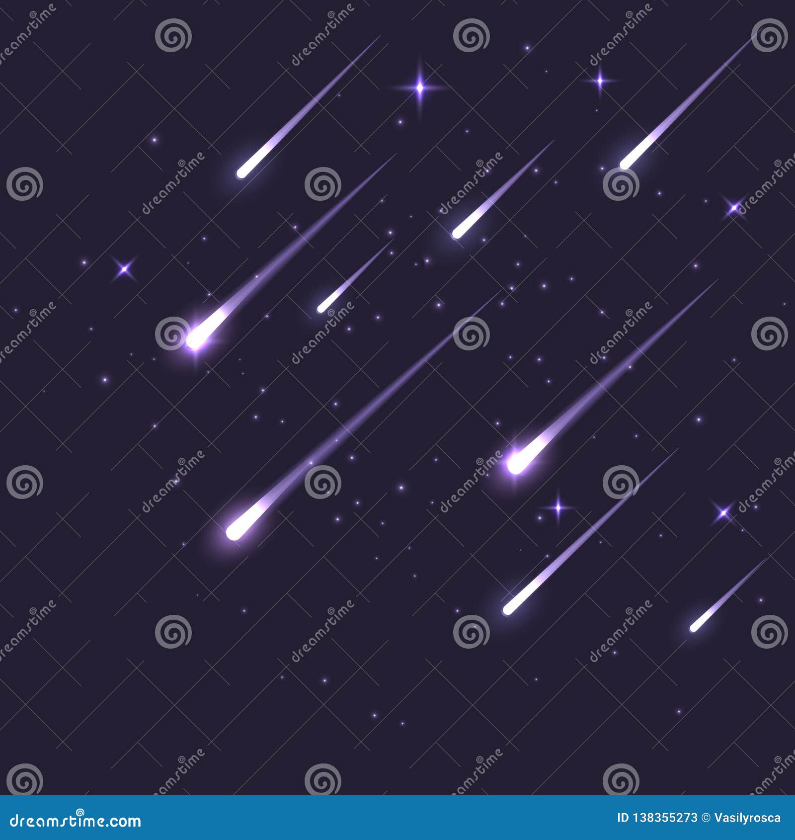 Vector Star Meteor Falling in Dark. Comet or Asteroid Science ...