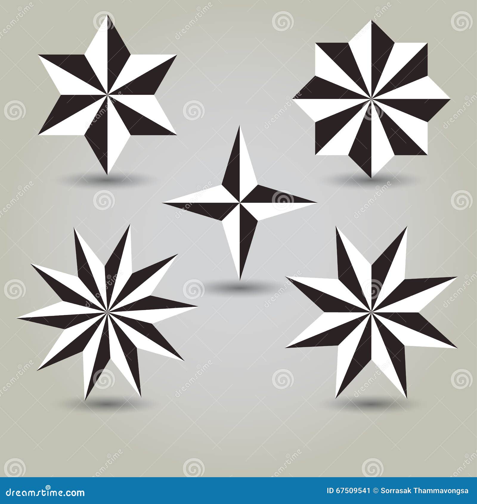 Vector star set. stock vector. Illustration of reflection - 67509541