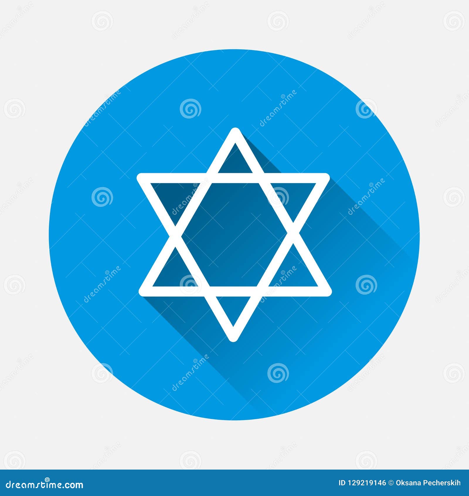 Vector Star from Two Triangles Icon on Blue Background. Flat Image Five ...