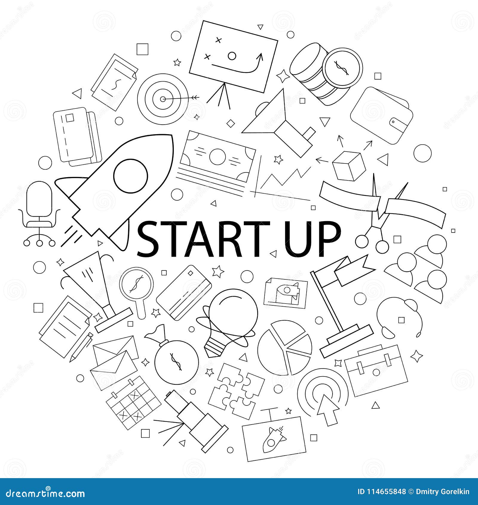 Vector Start Up Pattern with Word. Start Up Background Stock Vector ...