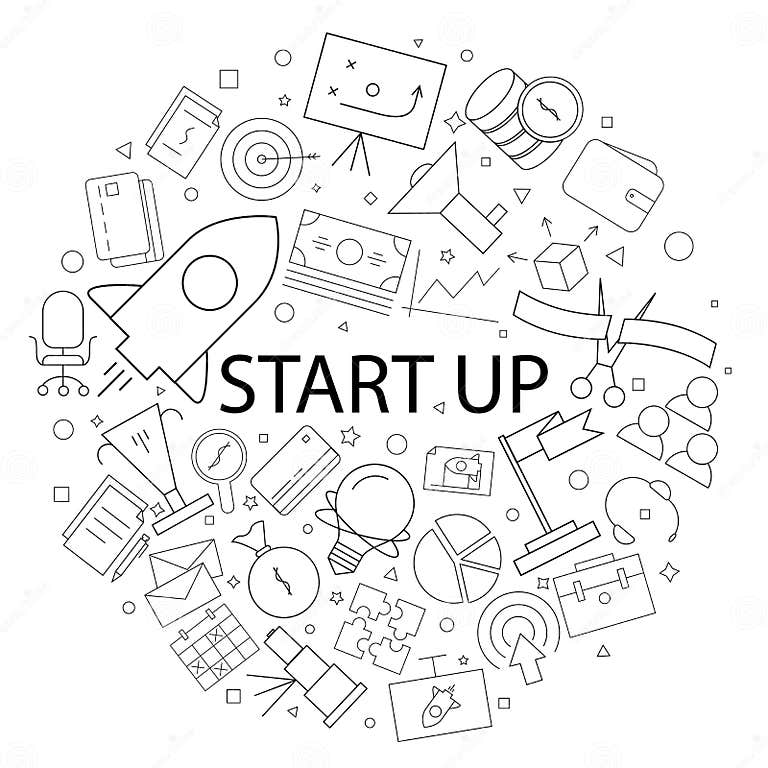 Vector Start Up Pattern with Word. Start Up Background Stock Vector ...