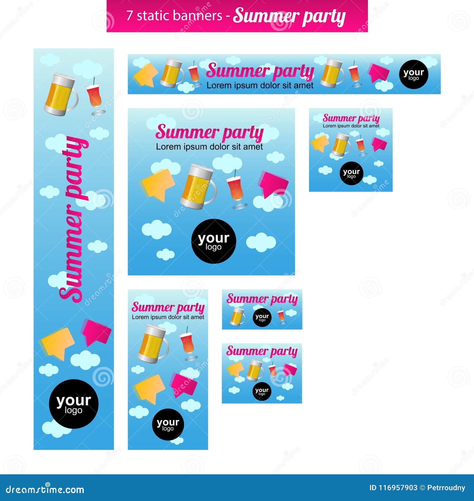 Vector Static Banners with Theme of Summer Party Stock Vector ...