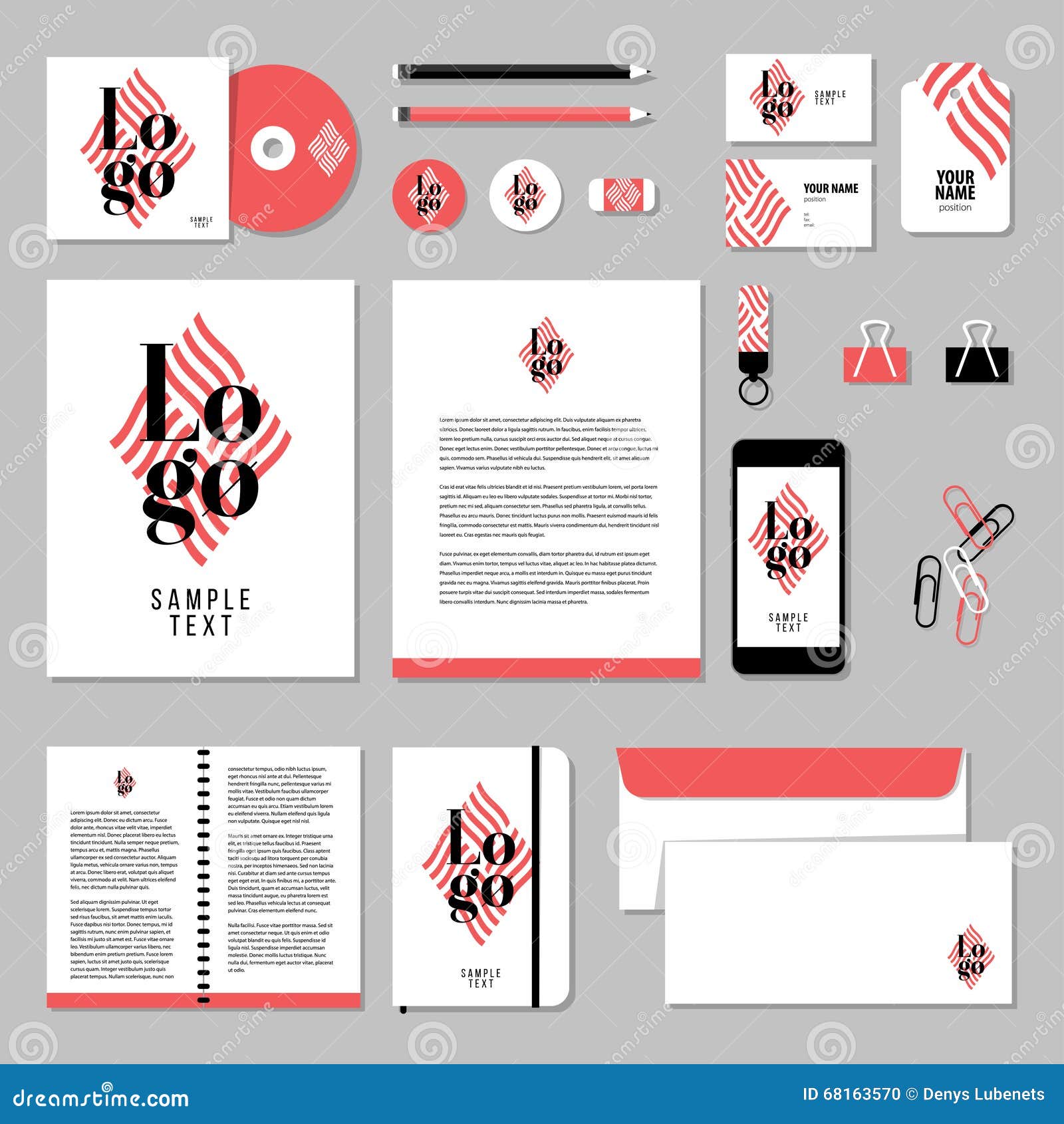 Vector Stationery Template Design with Sample Logo and Text Elements ...