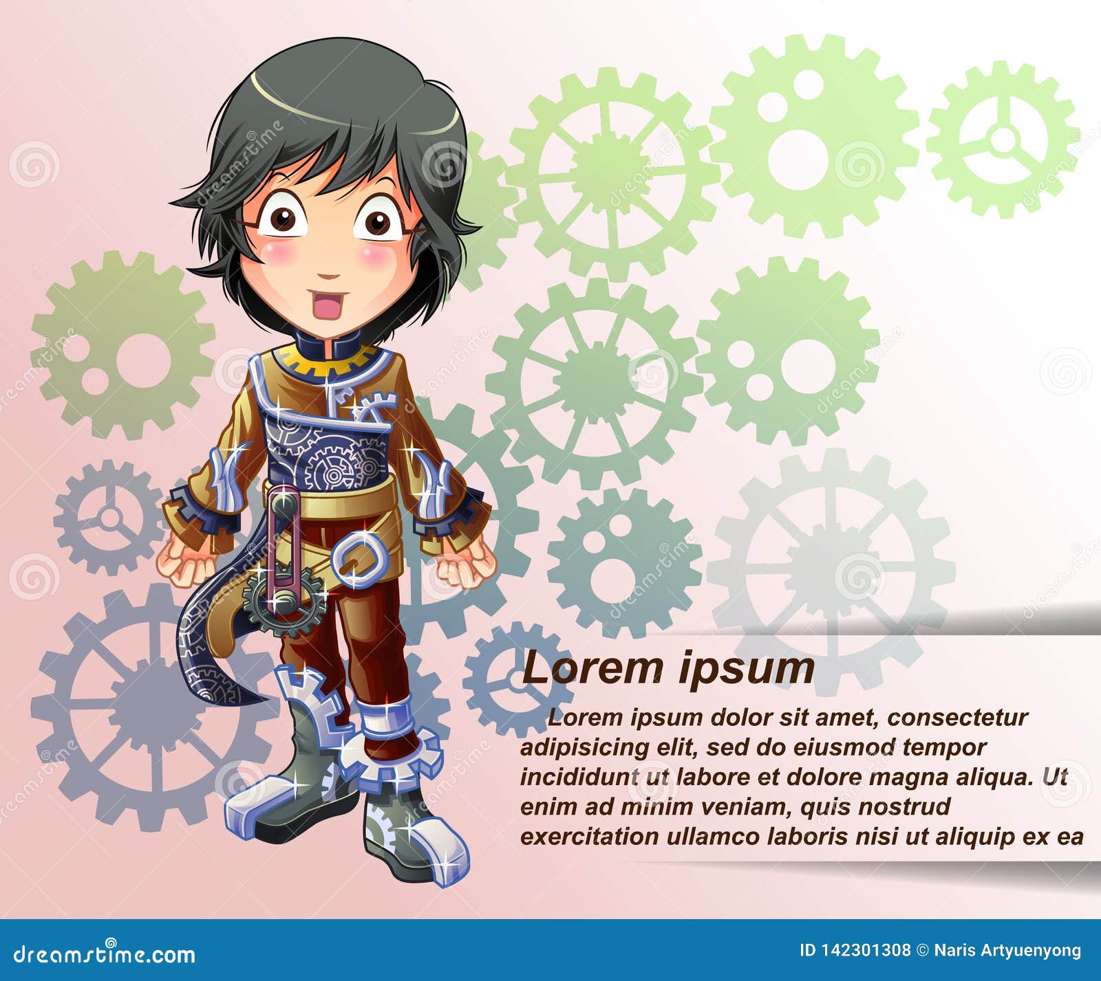 Steampunk Character in Cartoon Style. Stock Vector - Illustration of ...
