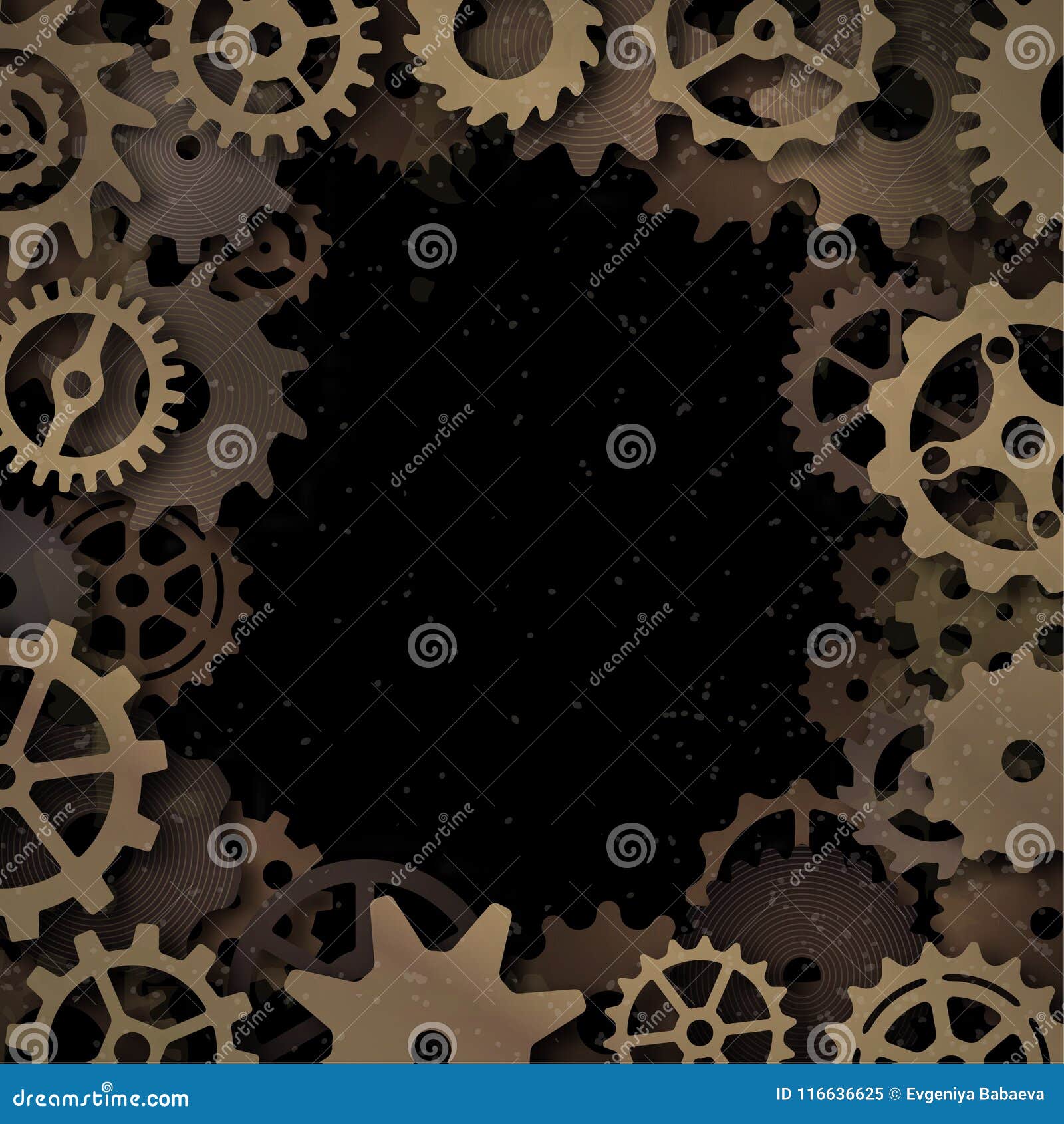Steampunk Frame On Blue Rusty Background With Gauges And Switches Stock ...