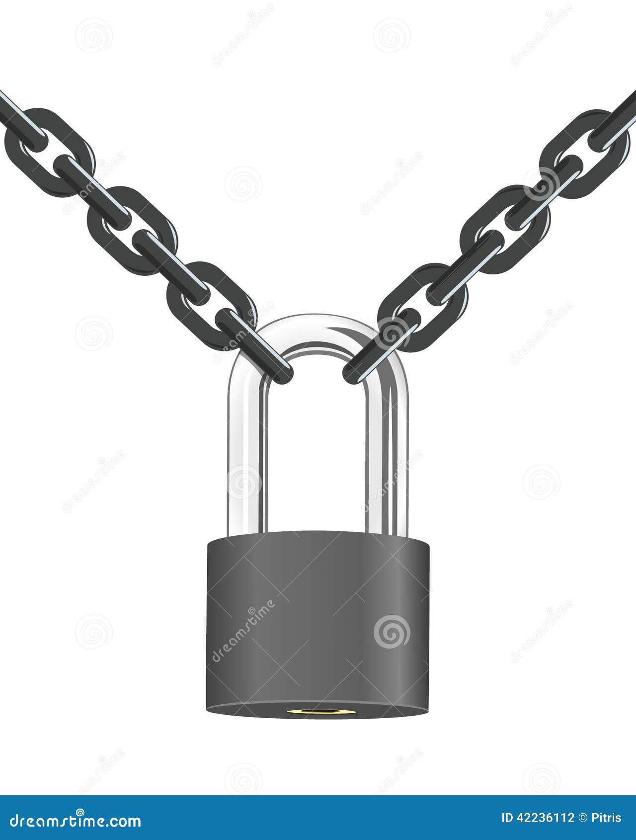 Vector Steel Chain with Lock Stock Vector - Illustration of iron, close ...