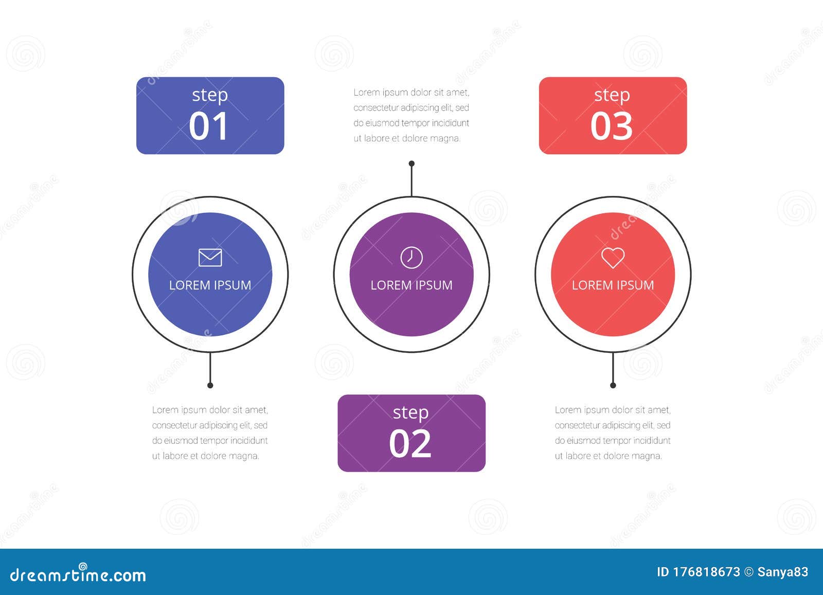 Vector Step Infographic Chart Design with Icons and 3 Options or Steps ...