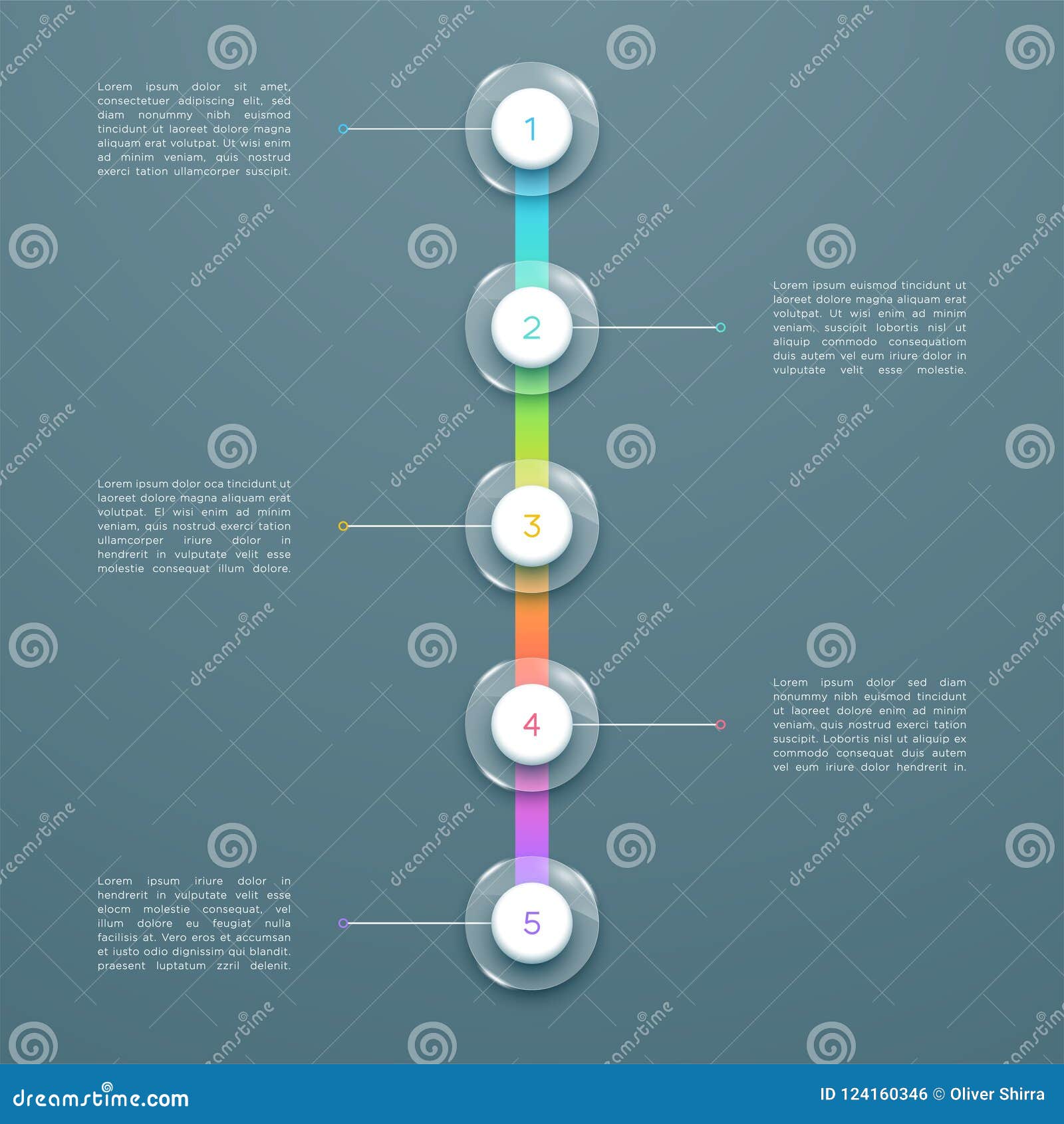 5 Step Colorful 3d Vertical Time Line Infographic Template Stock Vector ...
