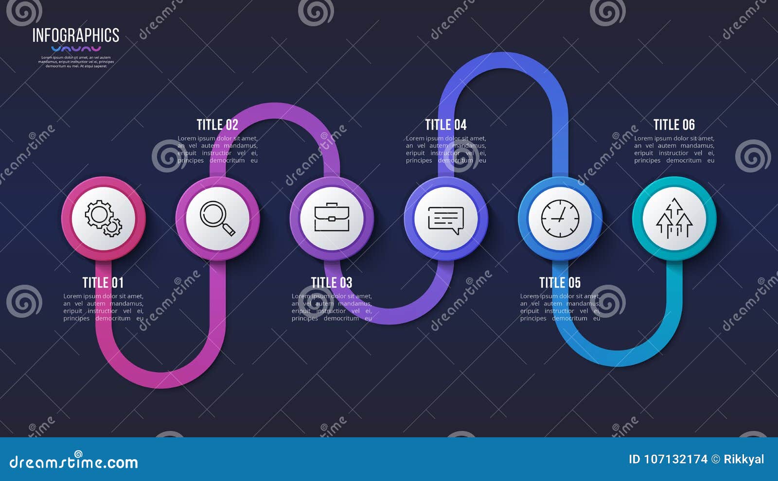 Vector 6 Steps Infographic Design, Timeline Chart, Presentation Stock ...