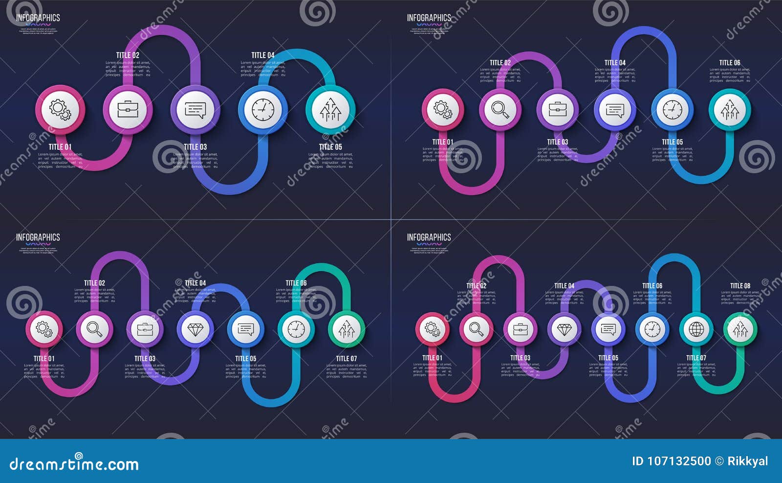 Vector 5 6 7 8 Steps Infographic Designs, Timeline Charts, Stock Vector ...