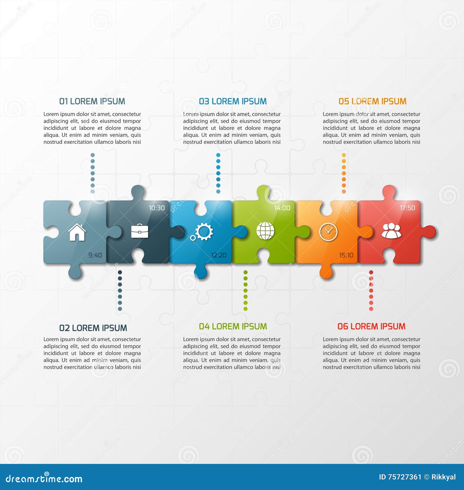 Vector 6 Steps Puzzle Style Timeline Infographic Template Stock Vector ...