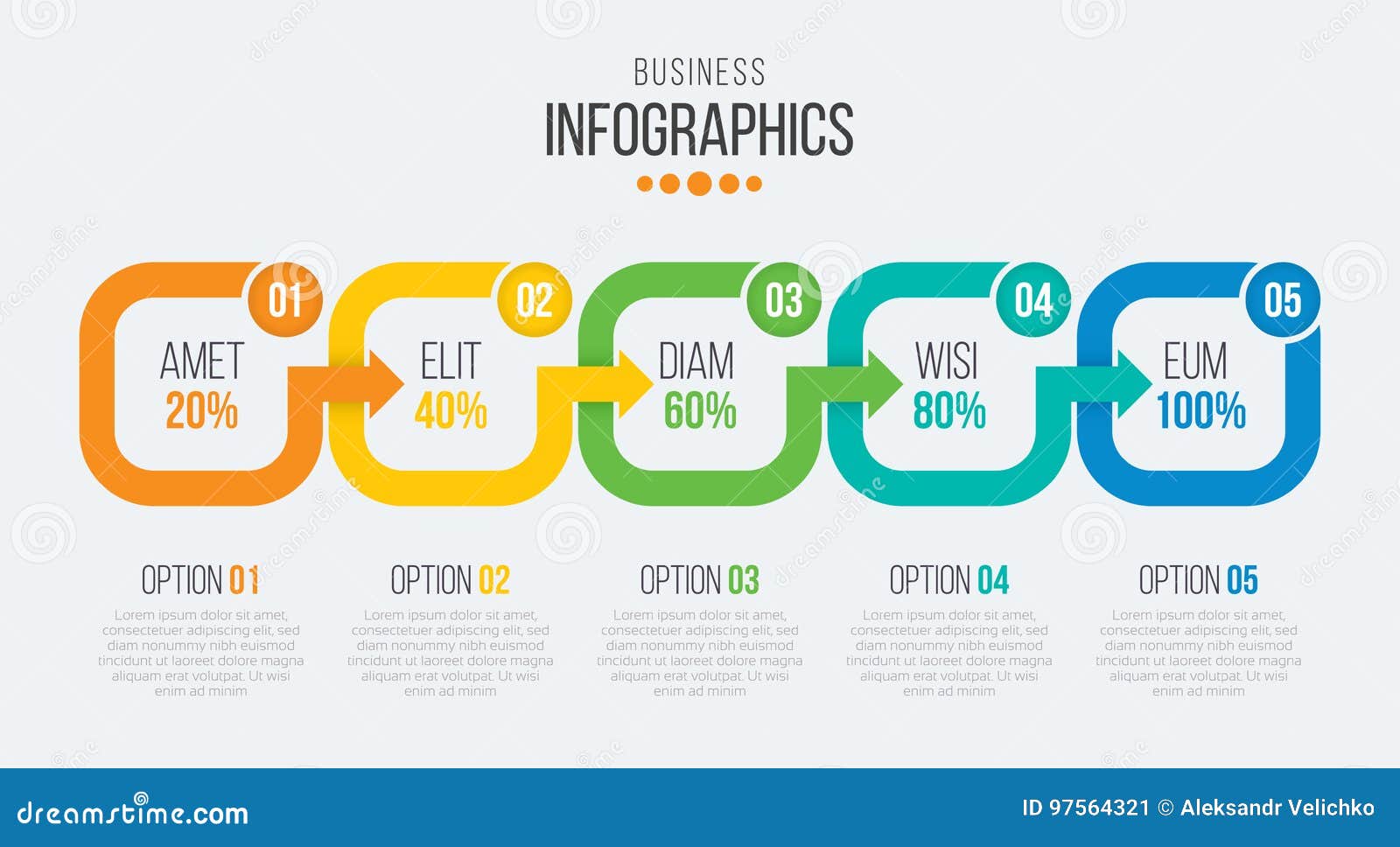 Vector 5 Steps Timeline Infographic Template with Arrows Stock Vector ...