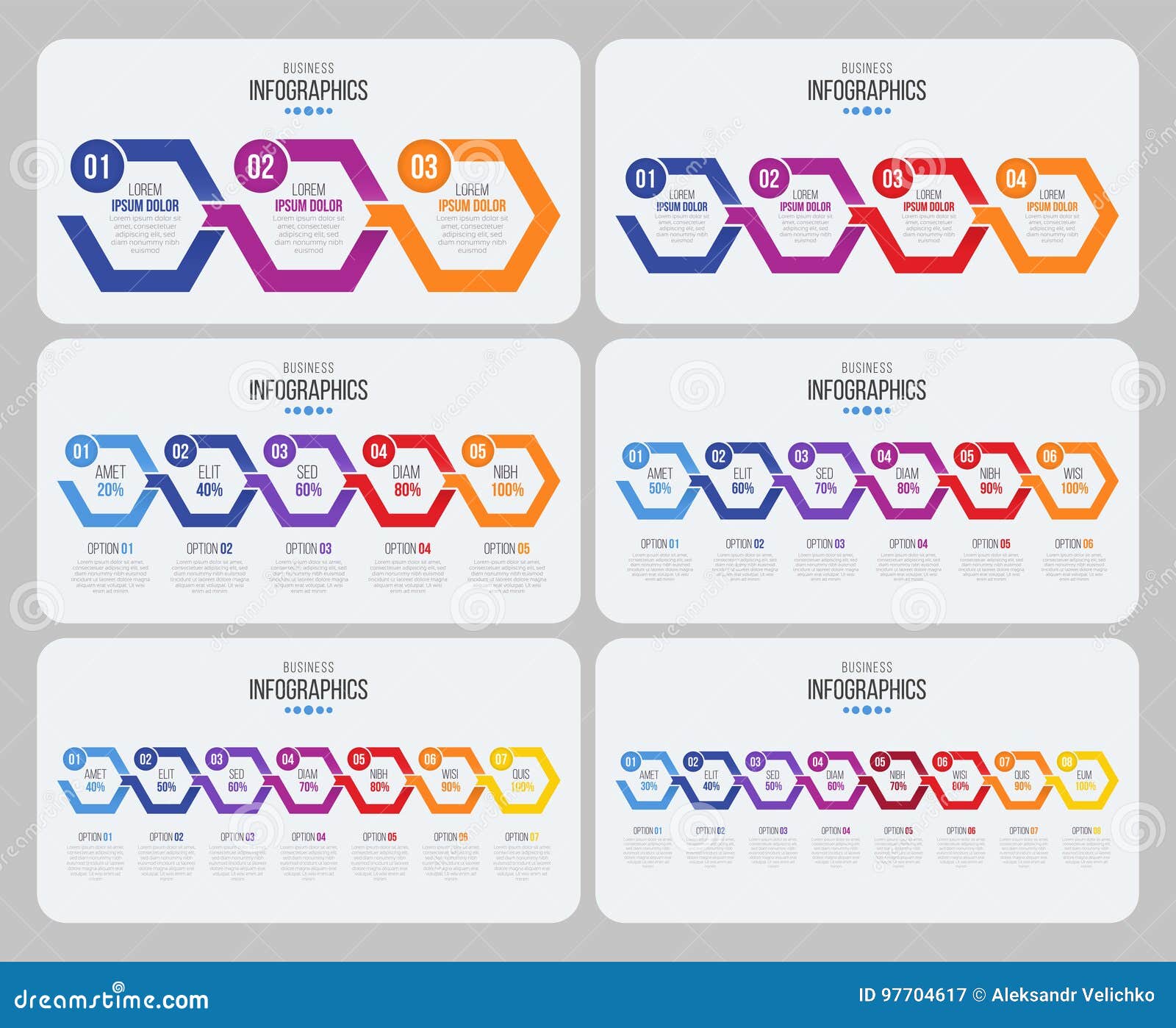 Vector Steps Timeline Infographic Template with Arrows Stock Vector ...