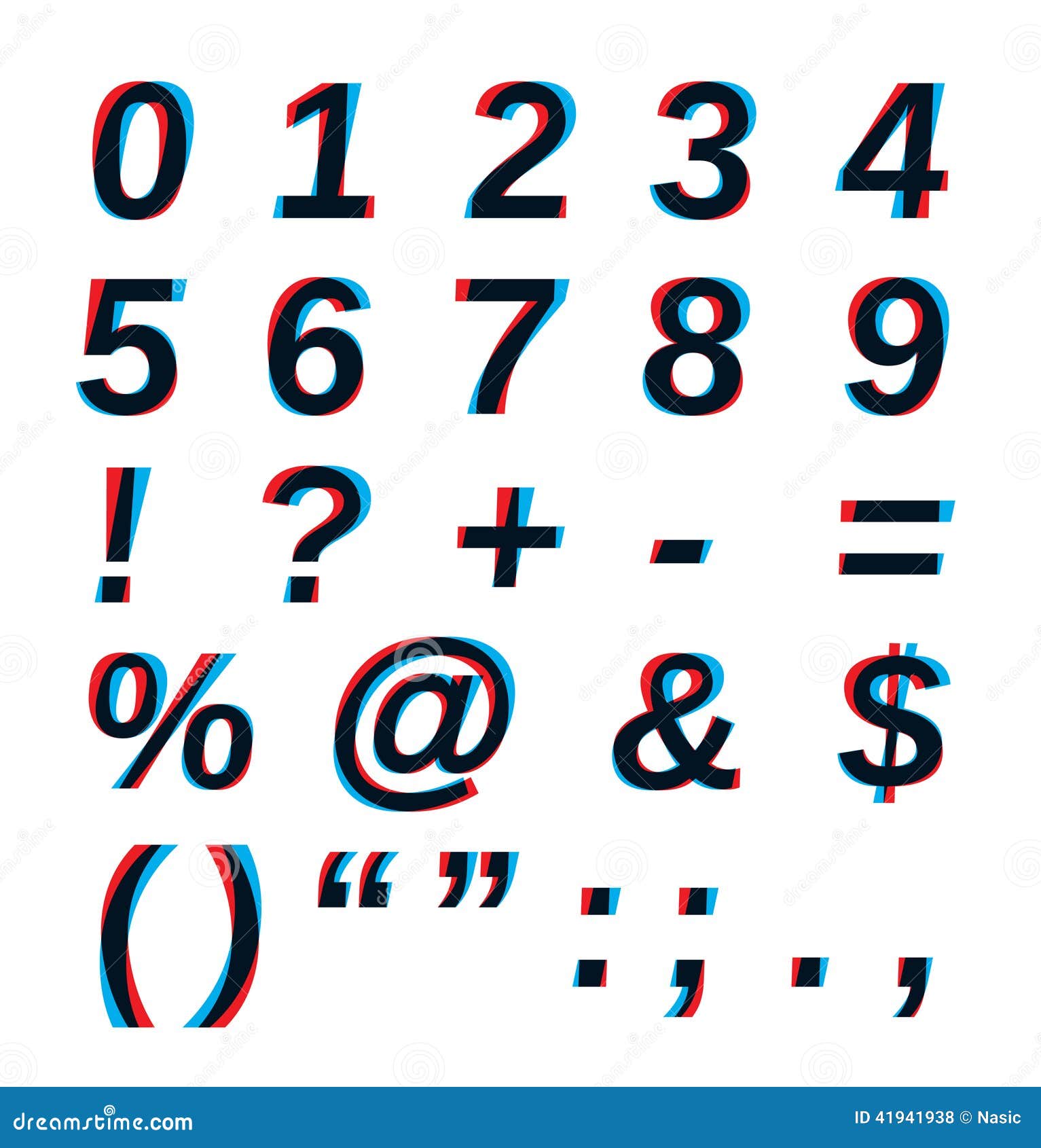 Vector Stereo Alphabet. Numbers Stock Vector - Illustration of graphic ...