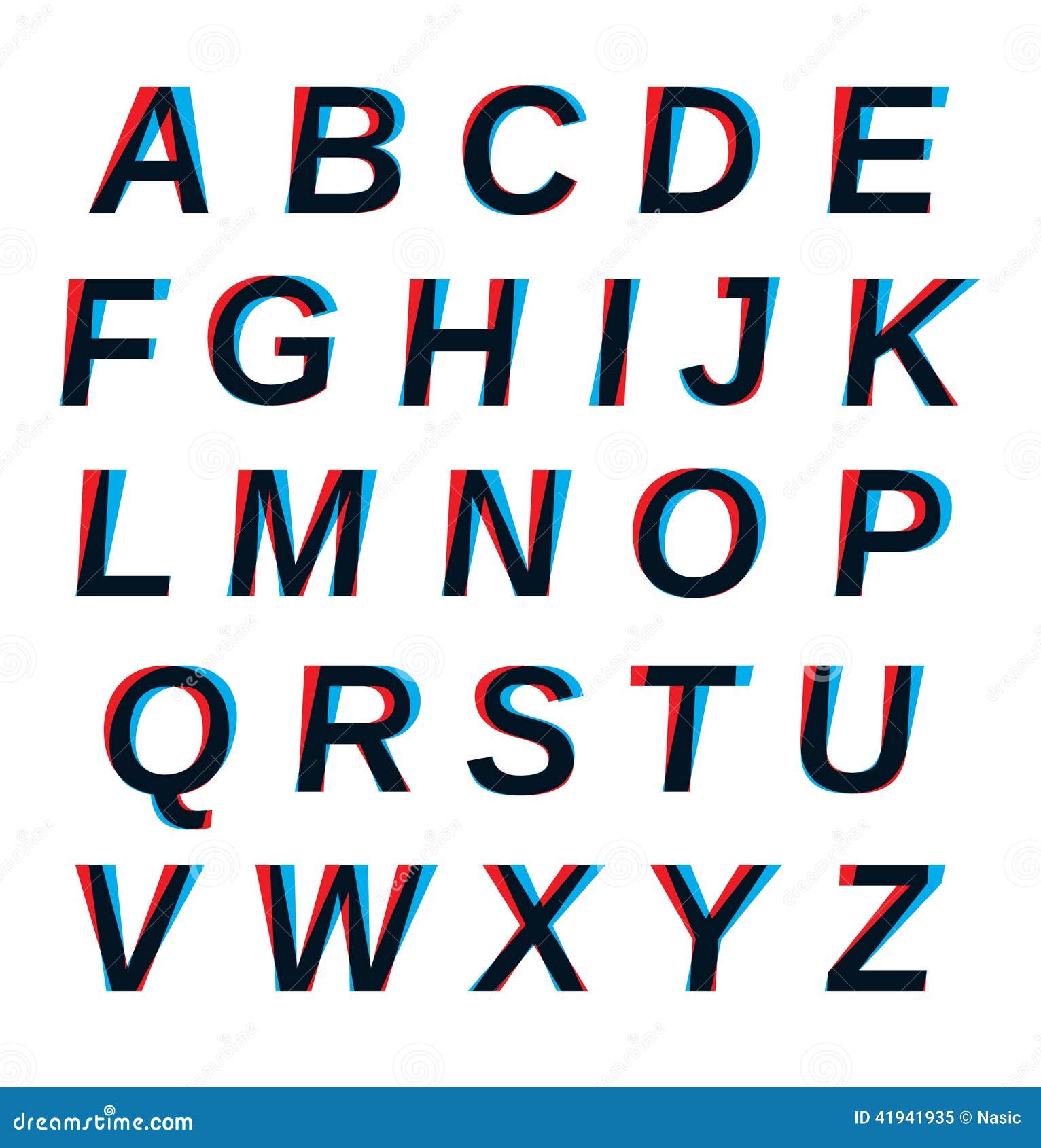 Vector Stereo Colors Alphabet Stock Vector - Illustration of font ...