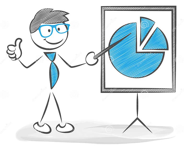 Stick Figure with Pie Chart Vector Stock Illustration - Illustration of ...