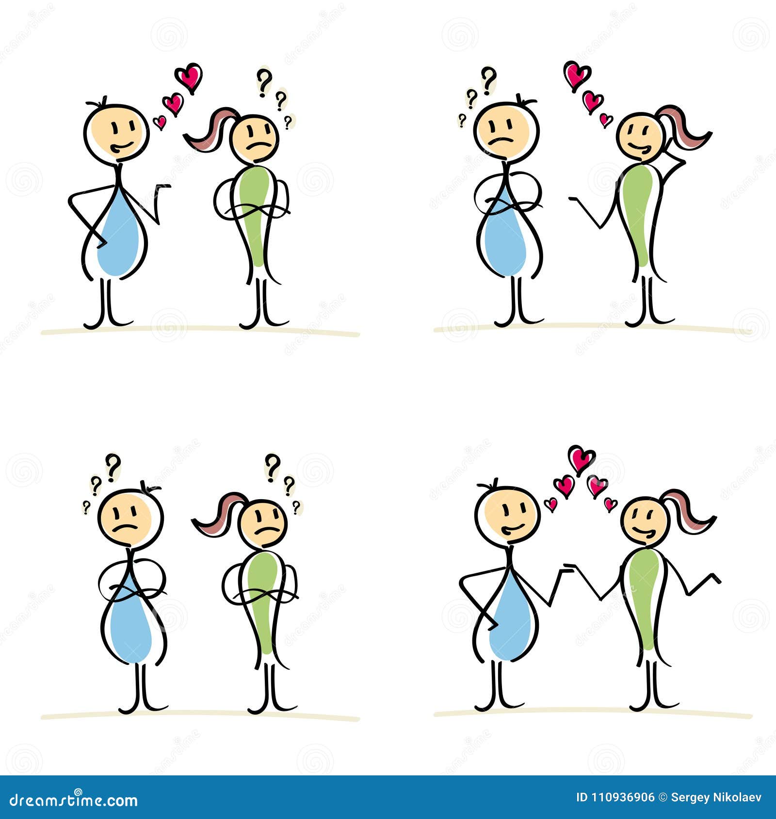 Vector Stick Figures Relationship between Lovers. Stock Vector ...