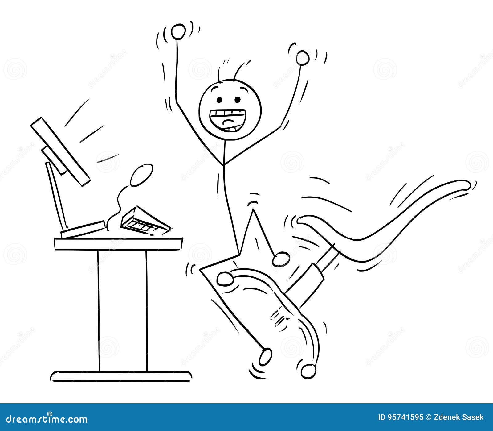 Vector Stick Man Cartoon Of Happy Man Celebrating A Success ... Vector Stick Man Cartoon Of Happy Man Celebrating A Success ...