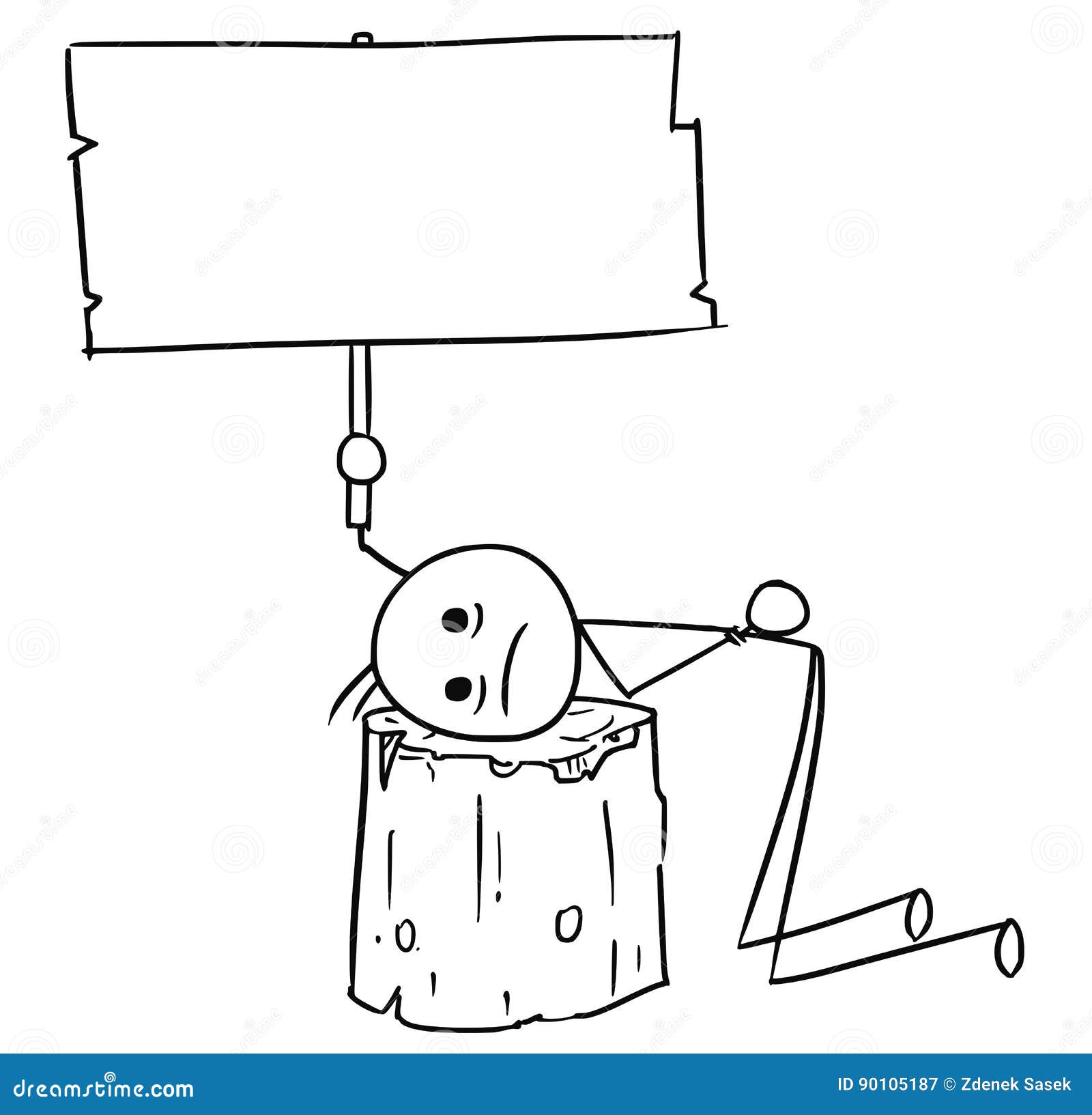 Vector Stick Man Cartoon Of Men With Head Placed On The Execution Block ... Vector Stick Man Cartoon Of Men With Head Placed On The Execution Block ...