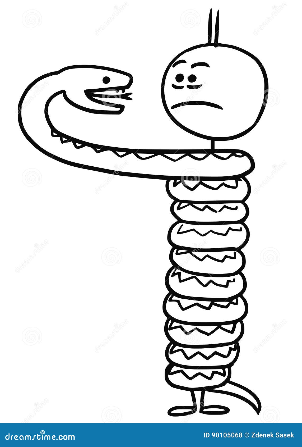 Vector Stick Man Cartoon of Men Winded by Snake Stock Vector ...