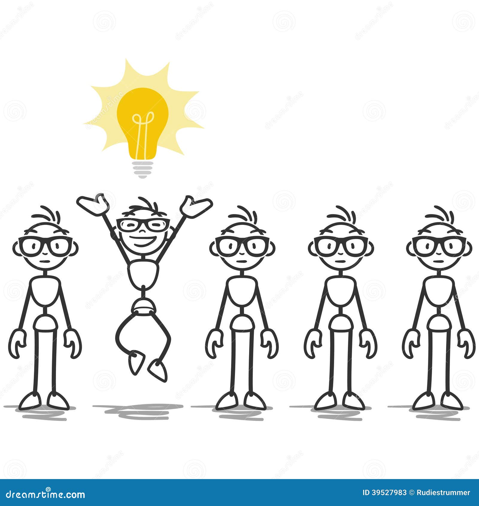 Vector Stick Man Light Bulb Idea Stock Vector - Illustration of light ...