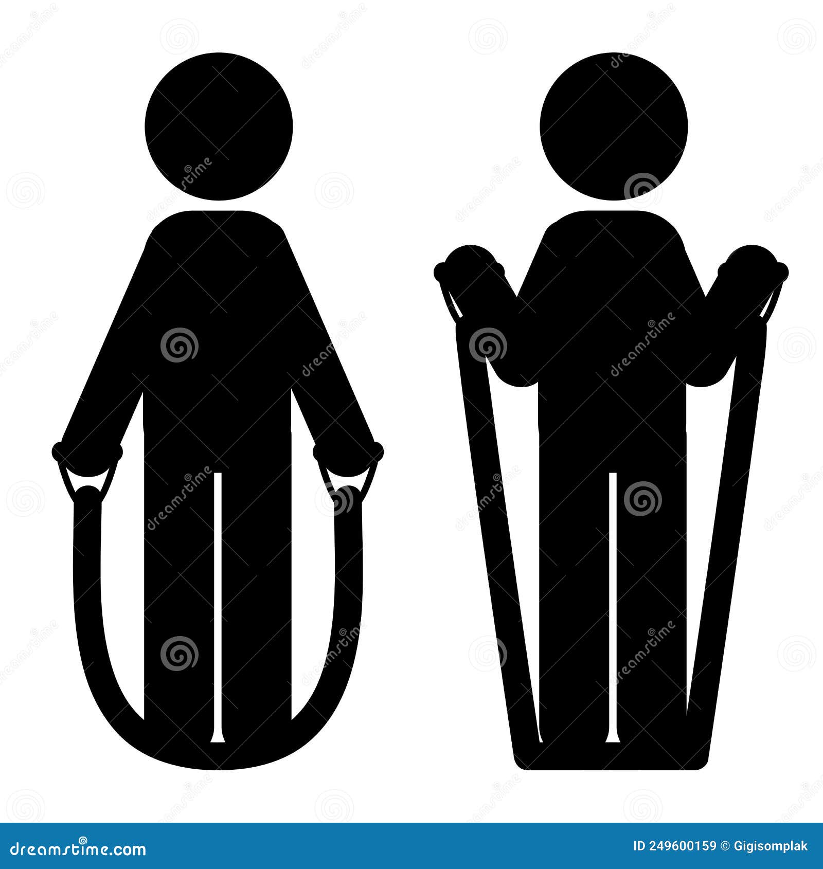 Simple Vector Stick Man Workout Bicep Curl Using Resistance Band ...