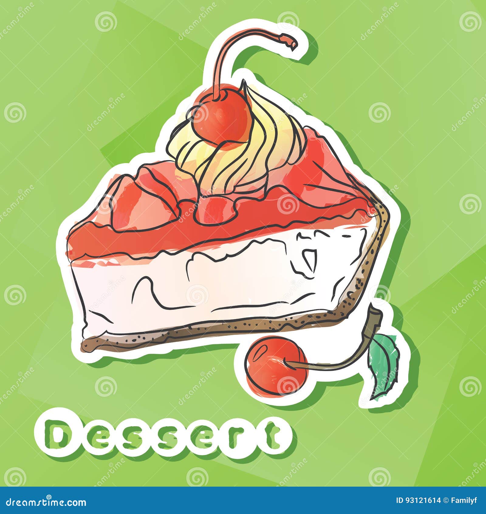 Vector Sticker with Cherry Pie. Stock Vector - Illustration of icon ...