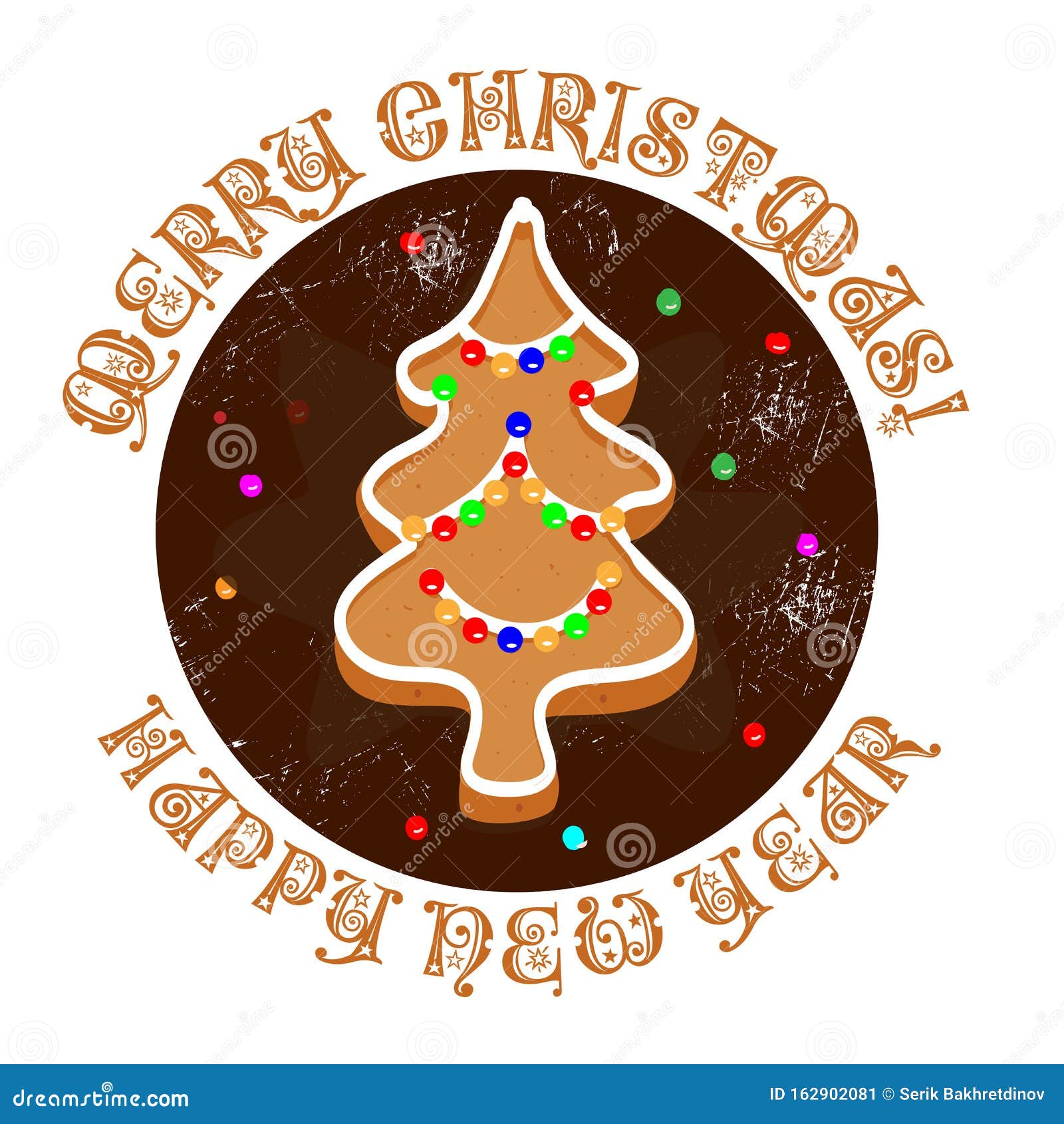 Vector Sticker of Christmas Sticker with Gingerbread House. Stock ...