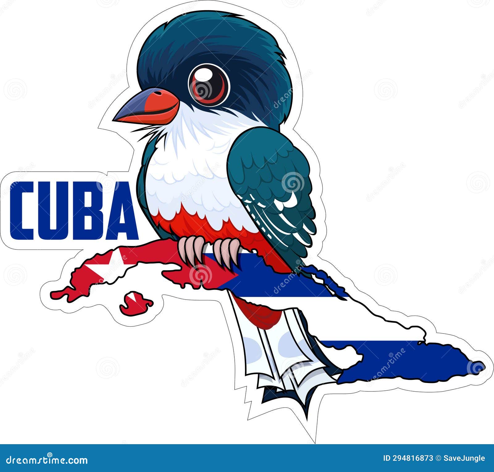 Vector Sticker With Cuban Trogon And Cuba Map | CartoonDealer.com ...