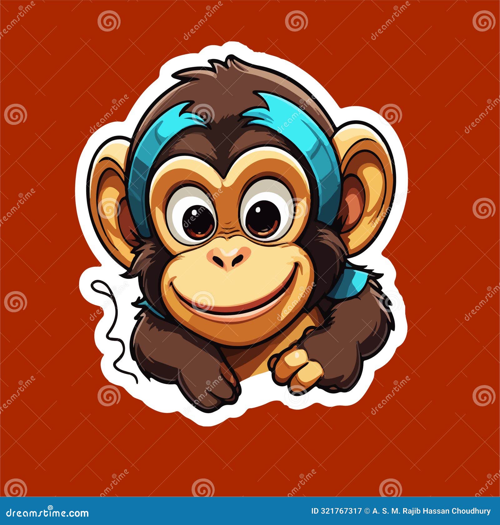 Sticker of a Cartoon Monkey Stock Vector - Illustration of brown, solid ...