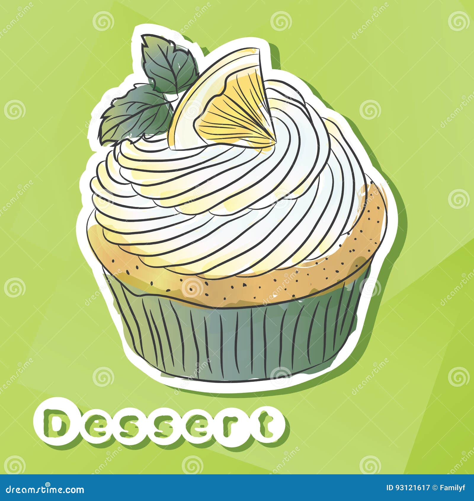 Vector Sticker With Lemon Cake. | CartoonDealer.com #93121617