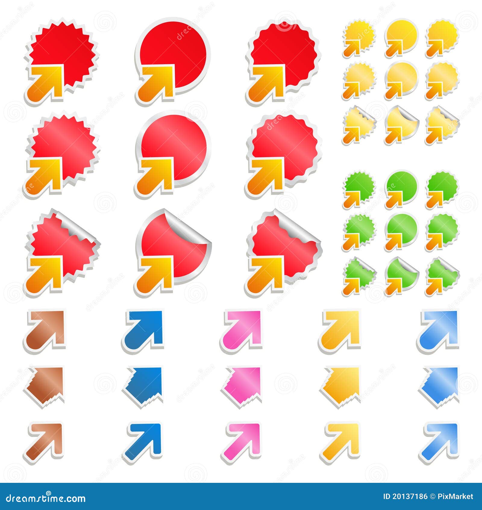 Vector Stickers with Arrows Stock Vector - Illustration of mark ...