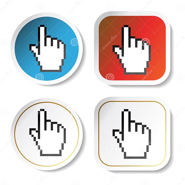 Vector Stickers with Cursor of Hand Stock Vector - Illustration of ...