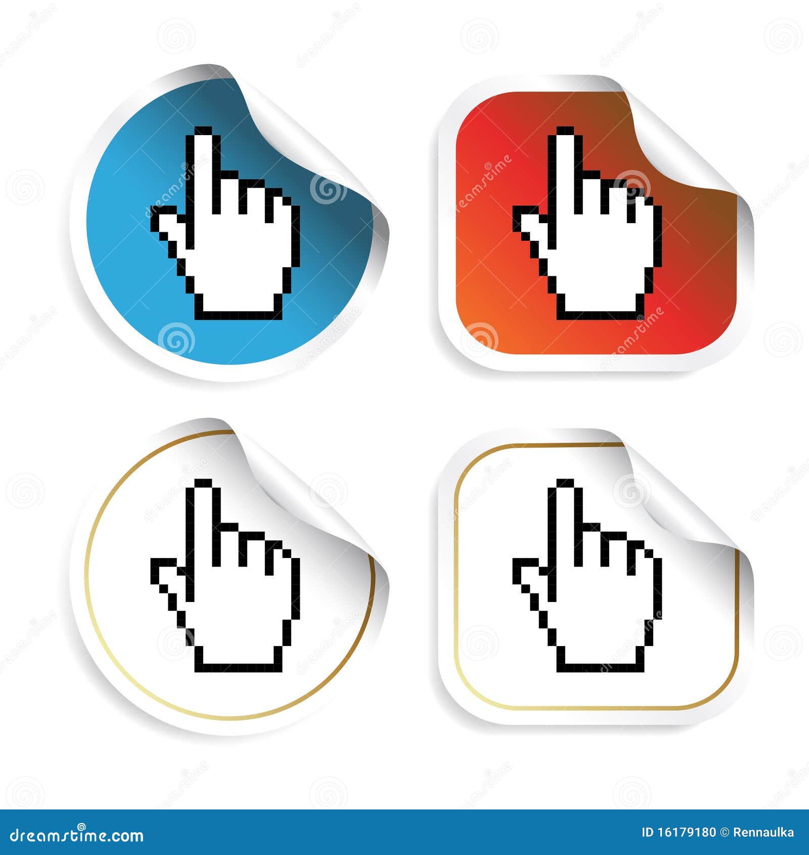 Vector Stickers with Cursor of Hand Stock Vector - Illustration of ...