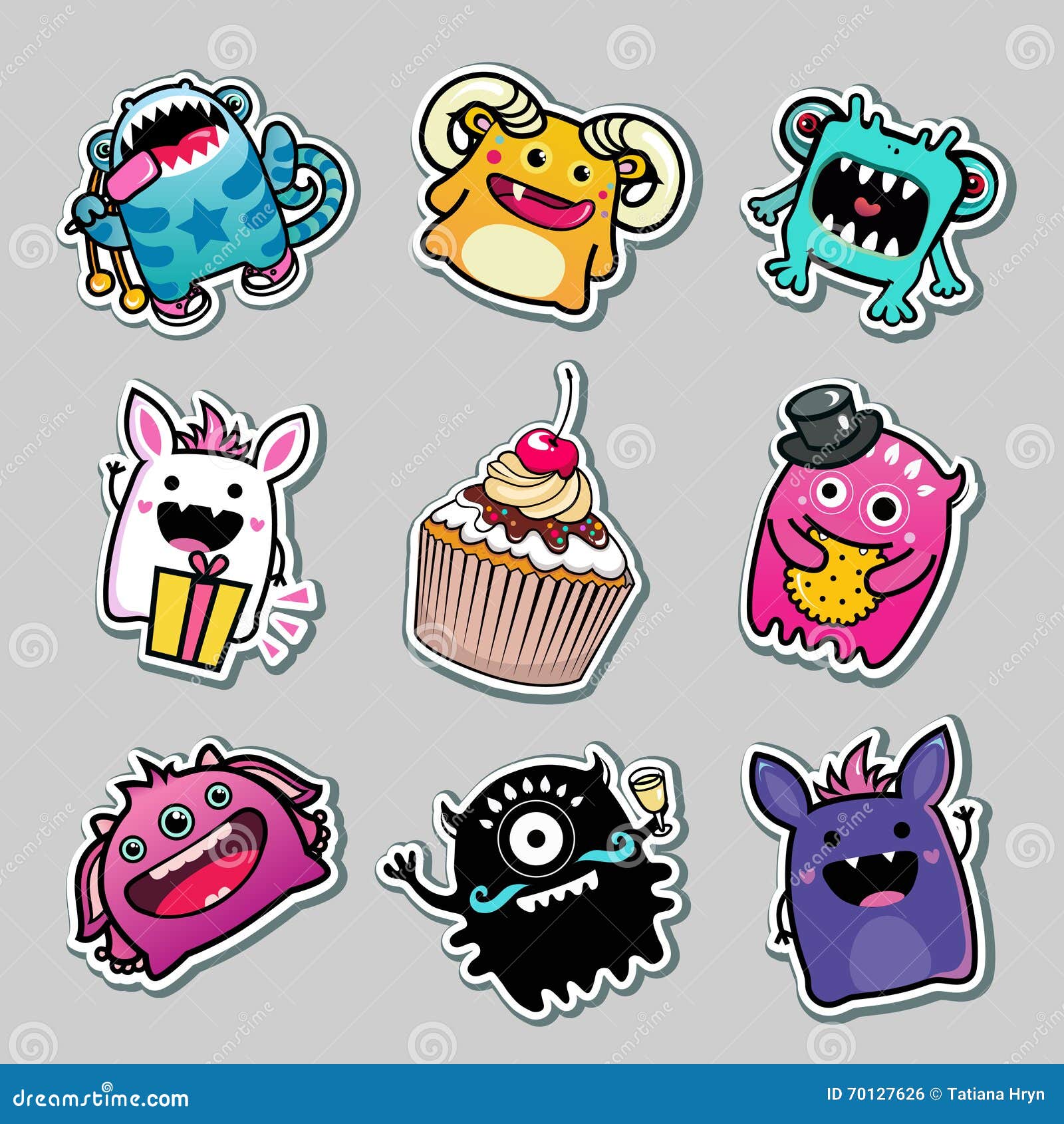 Vector Stickers Monsters for Kids Stock Illustration - Illustration of ...