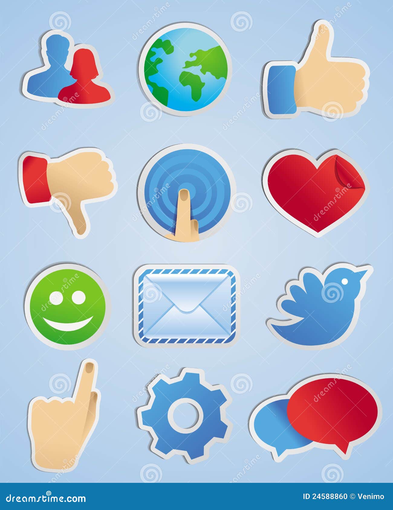 Vector Stickers with Social Media Icons Stock Vector - Illustration of ...